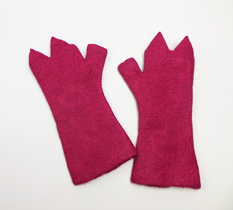 Cat Ears Wool Mittens for Woman Fingerless Mittens | Etsy