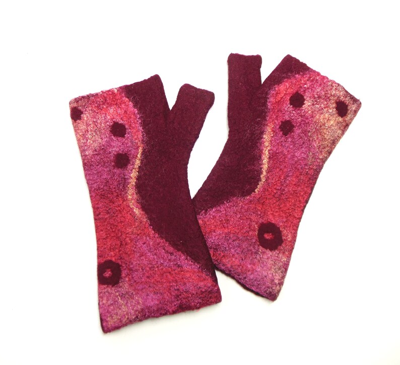 Felted Wool Mittens for Woman, Fingerless Mittens, Fingerless Gloves ...