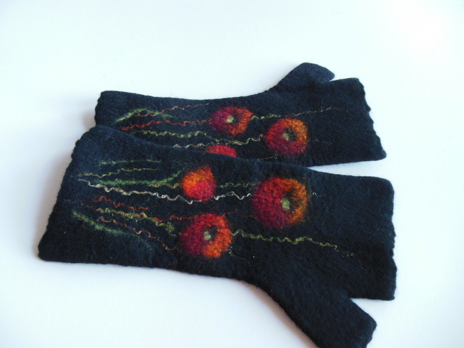 Felted Mittens,fingerless Mittens,fingerless Gloves,wool Mittens,poppy ...
