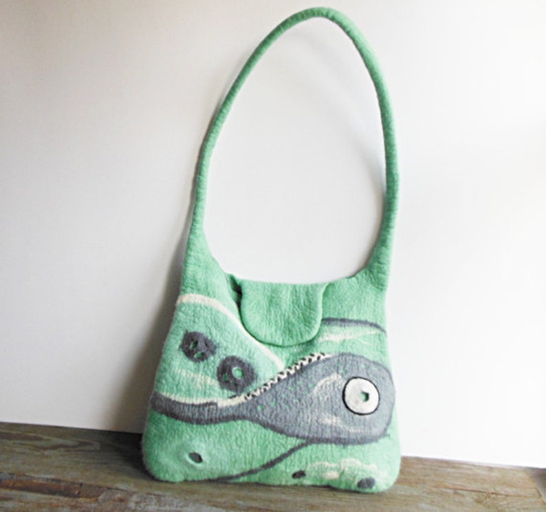 Felted Bag, Hand Felted Wool Tote Bag Purse, Unique Handbag, Designer's ...