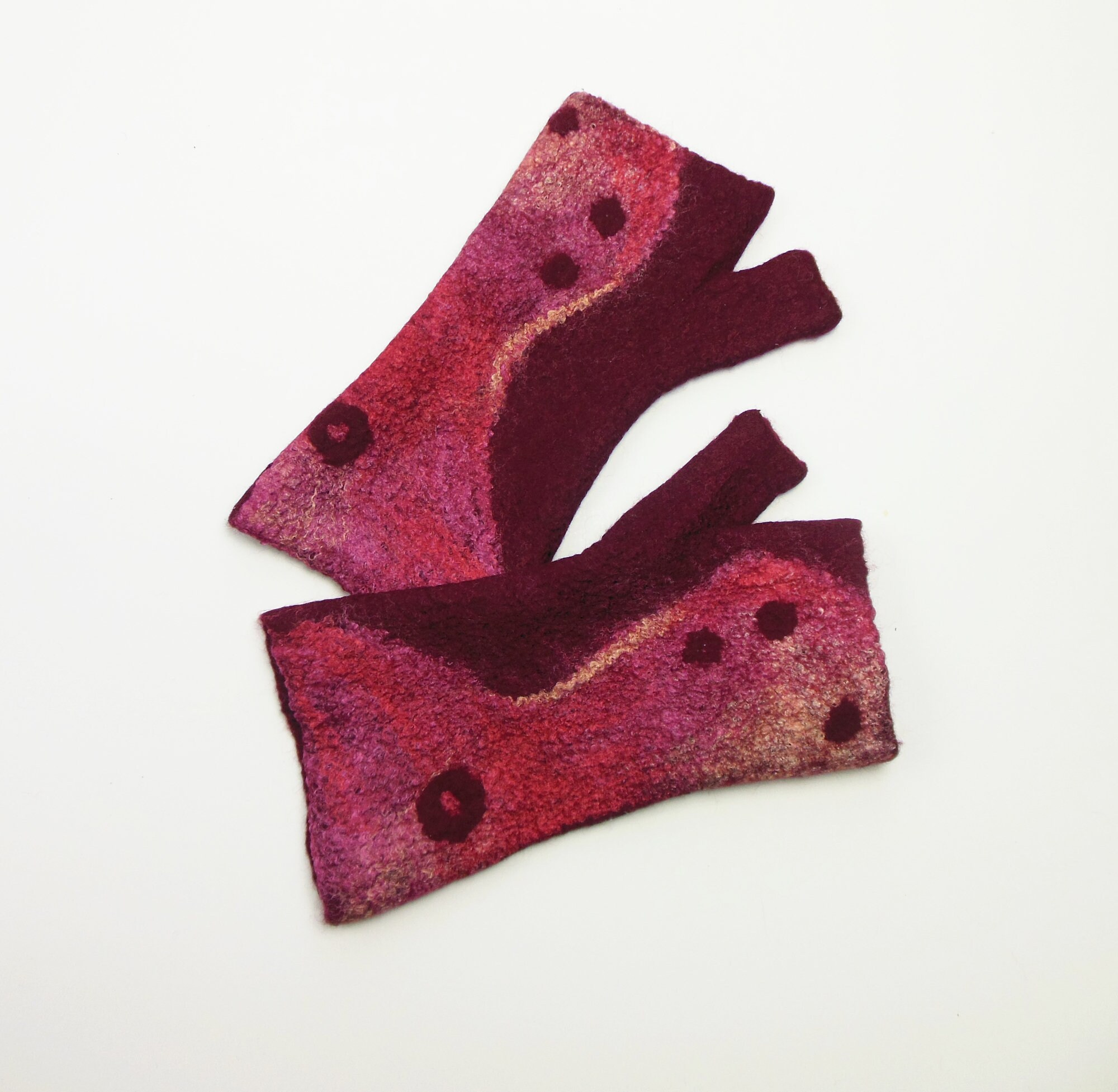 Felted Wool Mittens for Woman, Fingerless Mittens, Fingerless Gloves ...