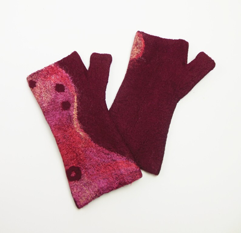 Felted Wool Mittens for Woman, Fingerless Mittens, Fingerless Gloves ...