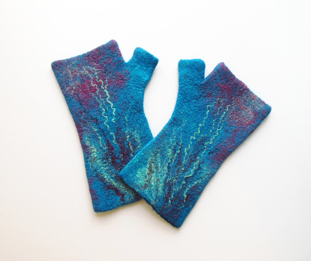 Wool Mittens for Woman, Fingerless Mittens, Fingerless Gloves,felted ...