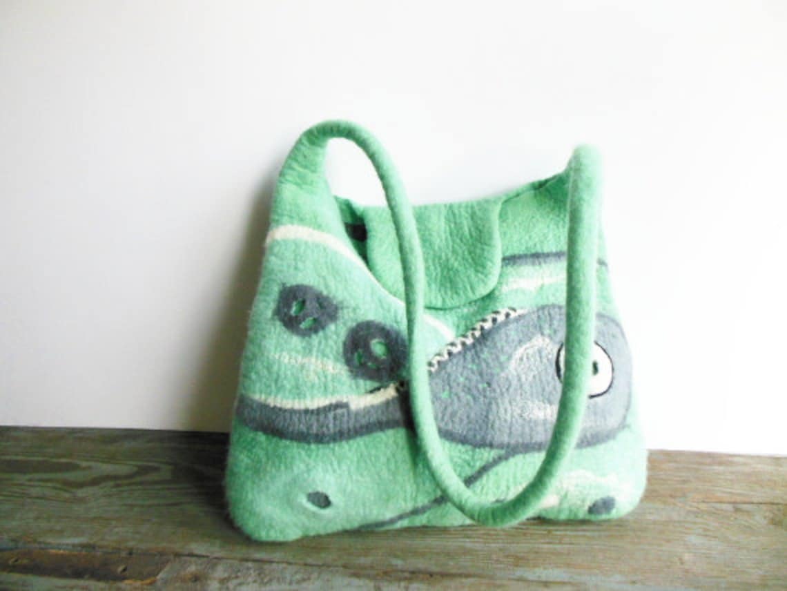 Felted Bag, Hand Felted Wool Tote Bag Purse, Unique Handbag, Designer's ...