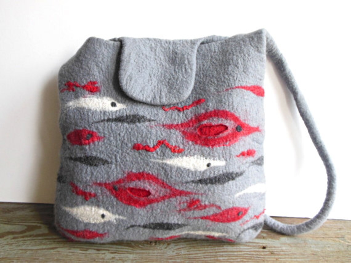 Felted Bag, Hand Felted Wool Tote Bag Purse, Unique Handbag, Designer's ...