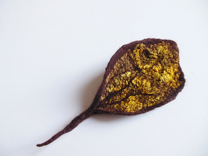 Felted Brooch Flower Yellow Brown Brooch Hand Felted Brooch Turquoise ...