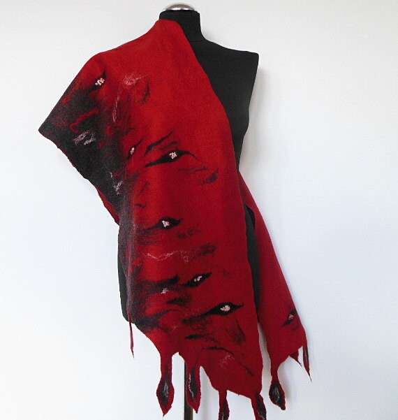 Felted scarf hand felted scarf wool scarf merino wool | Etsy