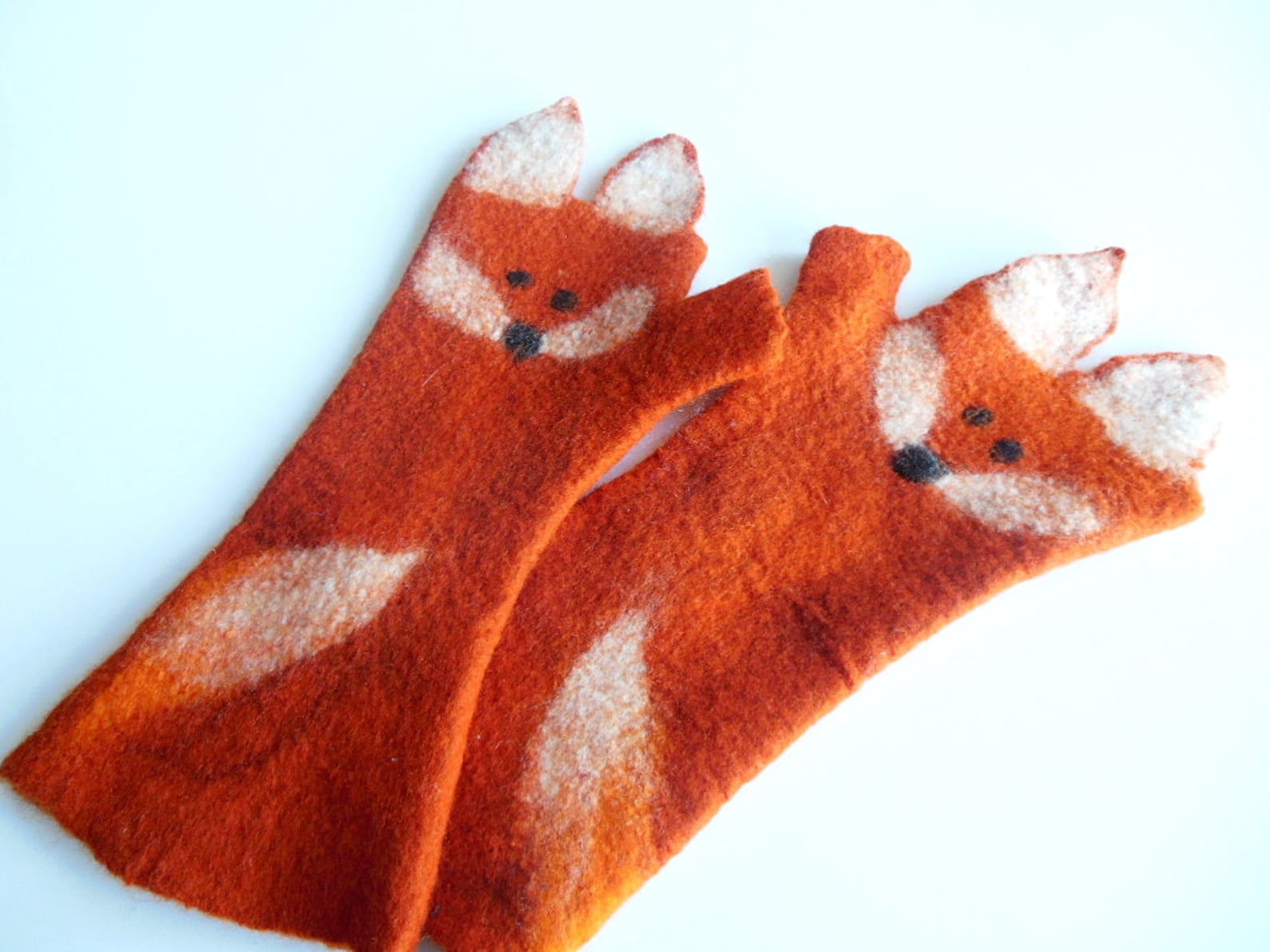 Felted Fox Mittens,fingerless Mittens,fingerless Gloves,wool Mittens ...