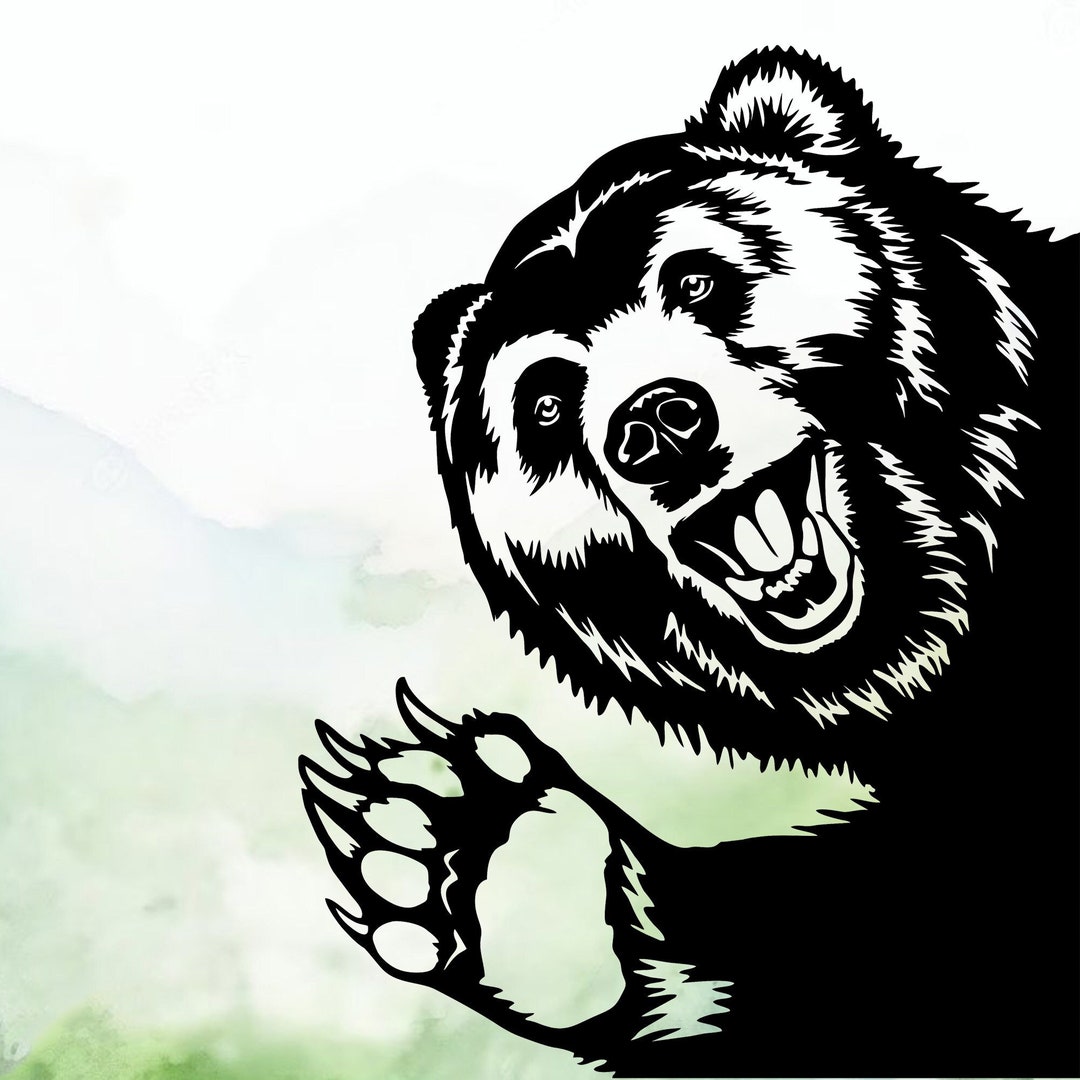 Waving Bear Vinyl Decal | Car Decal | Window Decal | Laptops. Journals ...