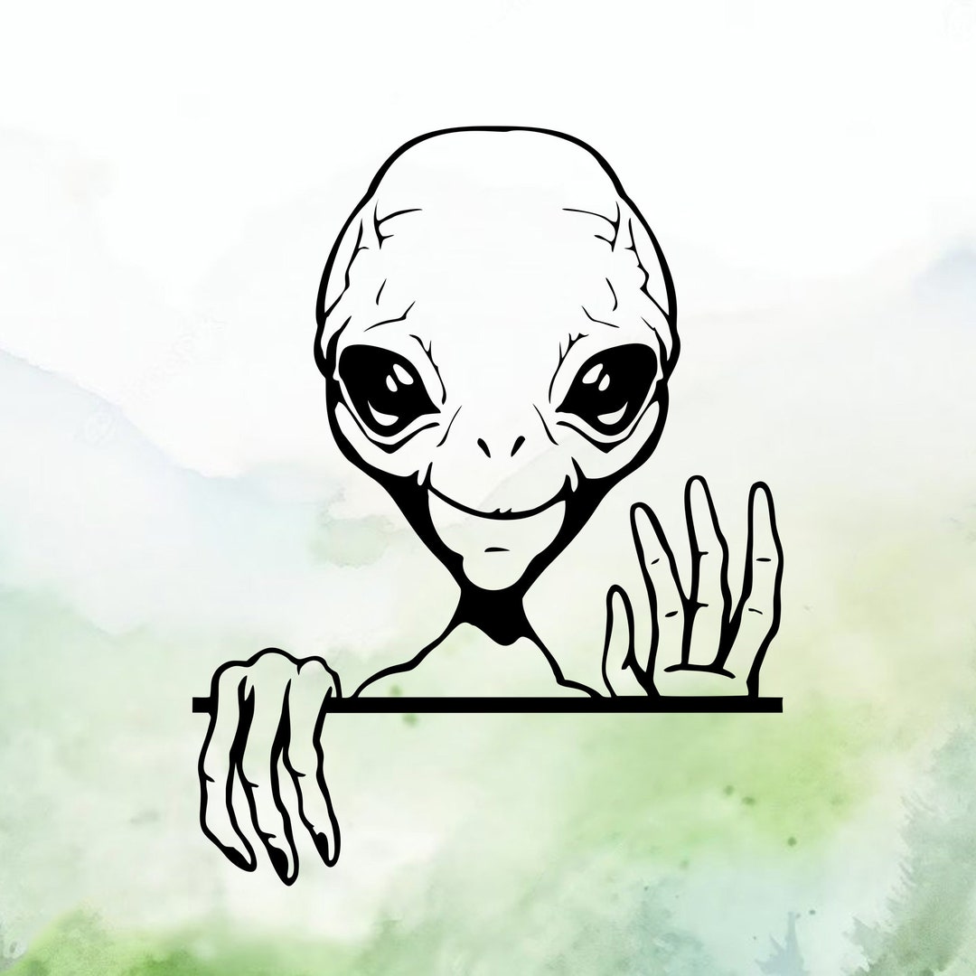 Alien Waving Vinyl Decal | Car Decal | Window Decal | Laptops. Journals ...