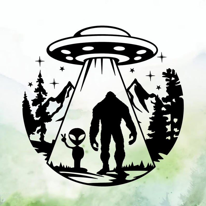 Alien and Bigfoot Abduction Vinyl Decal | Car Decal | Window Decal ...