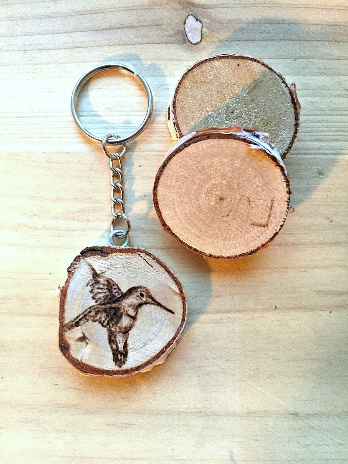Handmade Keychain / Woodburn Art / Hummingbird - Etsy