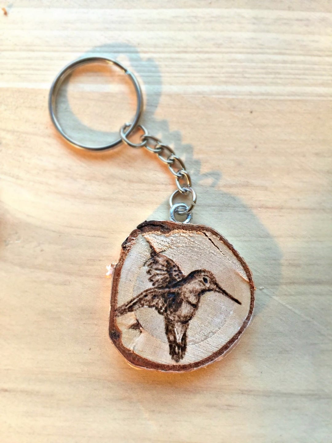 Handmade Keychain / Woodburn Art / Hummingbird - Etsy