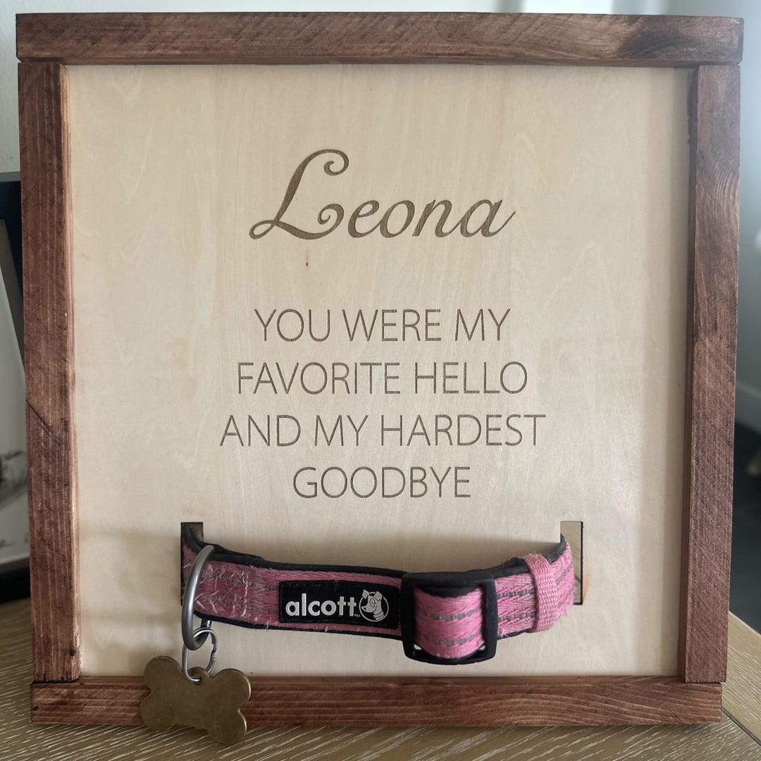Personalized Dog Memorial Wood Frame With Collar Holder, Memorial Pet ...