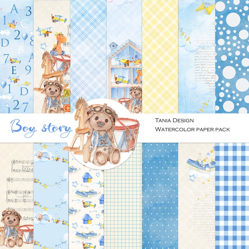 Paper Boy Story-paper Pack 6x6 Set of 14 Image Digital Paper | Etsy