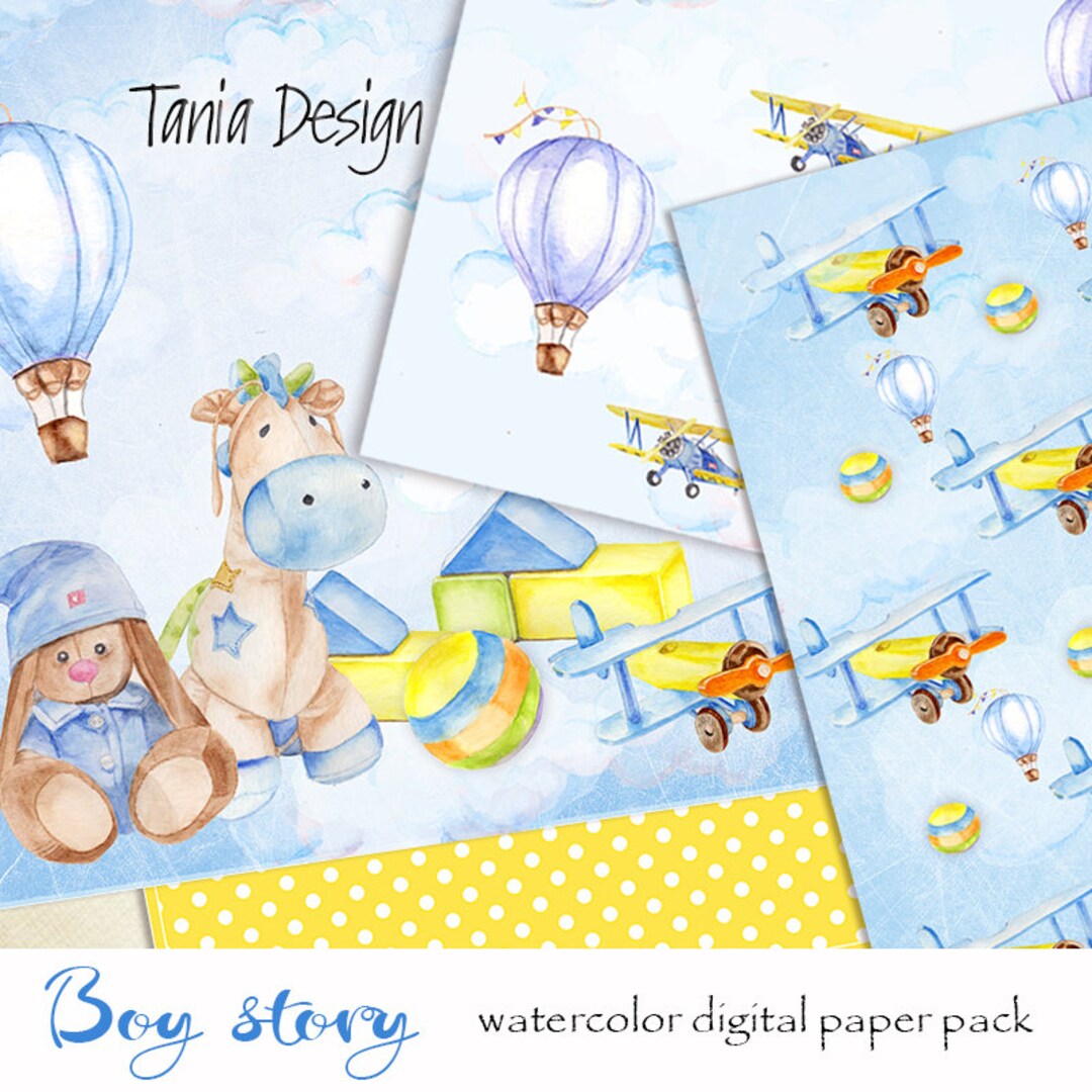 Paper Boy Story-paper Pack 6x6 Set of 14 Image Digital Paper - Etsy