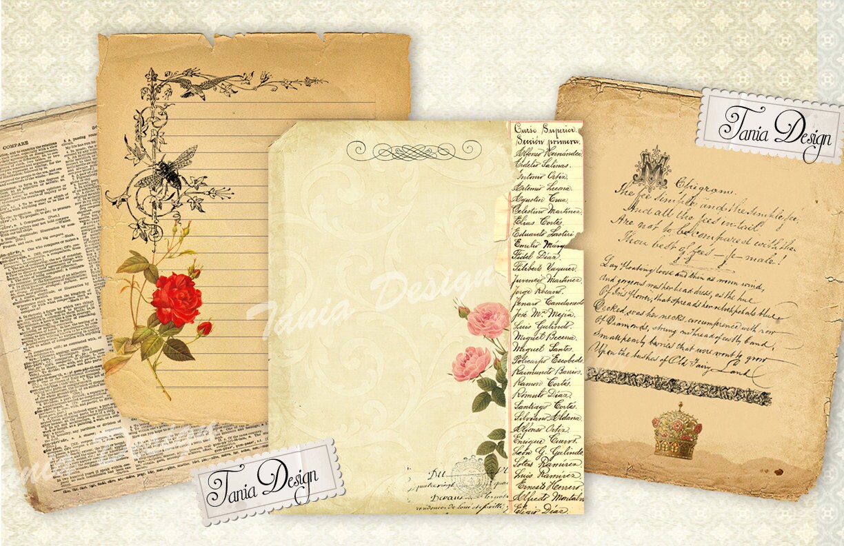 Old Paper 8 X 10 Inch Paper Pack Set of 8 Image Instant | Etsy