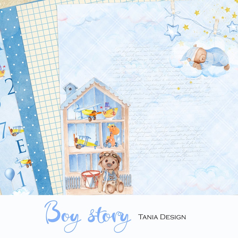 Paper Boy Story-paper pack 6x6 set of 14 image Digital Paper | Etsy