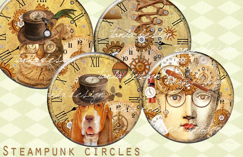 12 Steampunk CIRCLES 2 Inch Instant Download Printable Images - Etsy