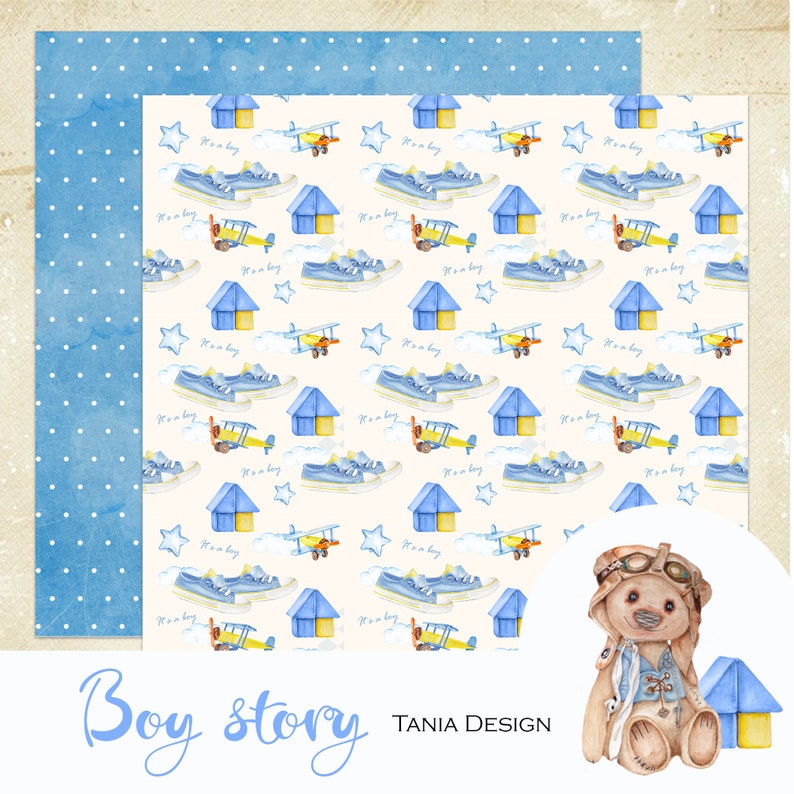Paper Boy Story-paper Pack 6x6 Set of 14 Image Digital Paper | Etsy