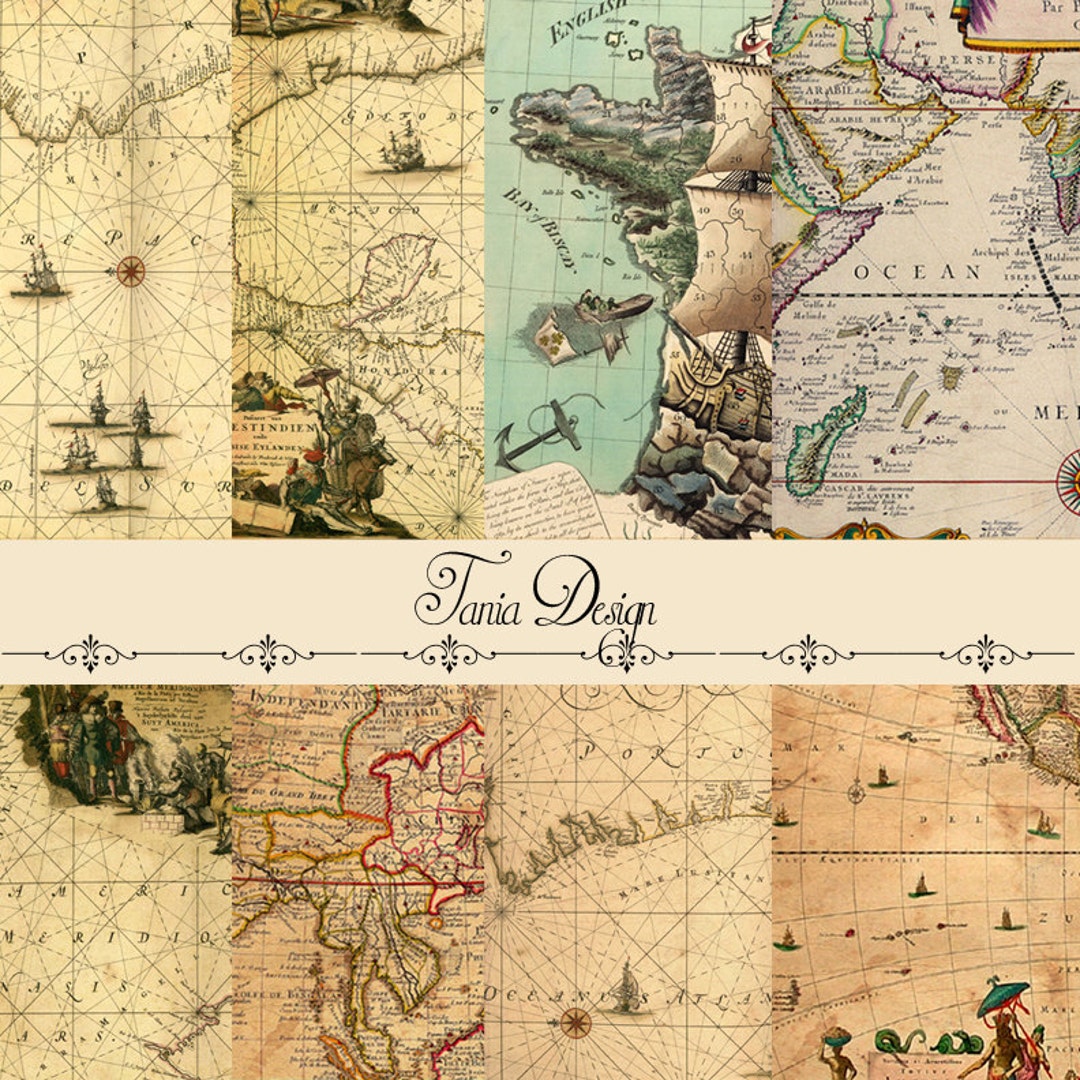 Antique Maps Background Digital Collage Sheet - Etsy
