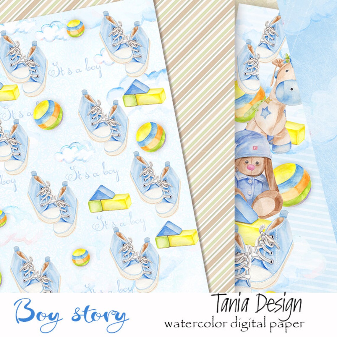 Paper Boy Story-paper Pack 6x6 Set of 14 Image Digital Paper | Etsy