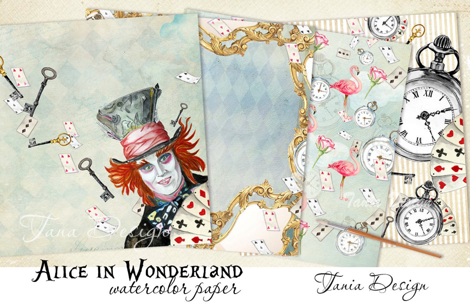 Alice in Wonderland Paper Pack Alice Digital Paper Pack | Etsy UK