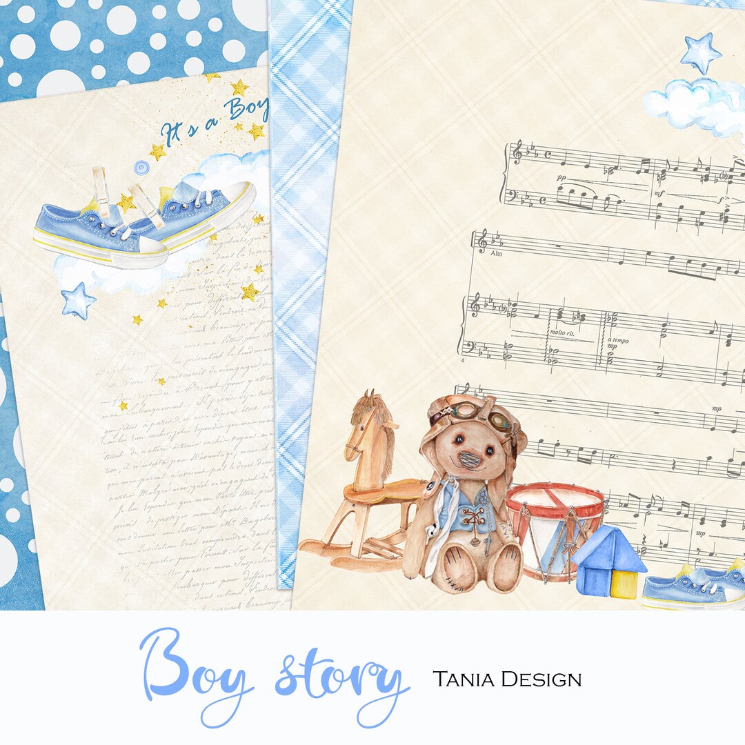 Paper Boy Story-paper Pack 6x6 Set of 14 Image Digital Paper - Etsy