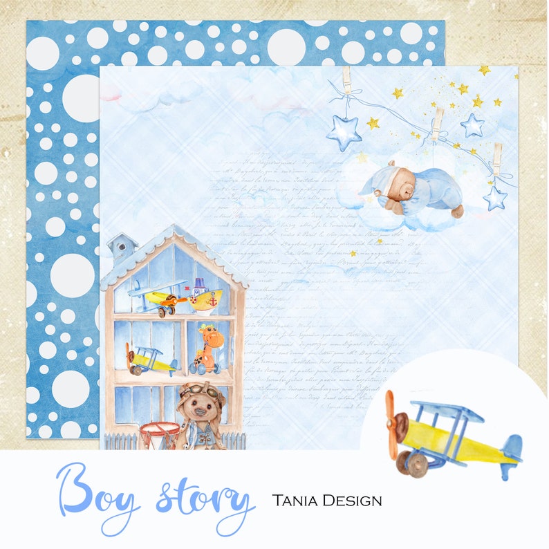 Paper Boy Story-paper pack 6x6 set of 14 image Digital Paper | Etsy