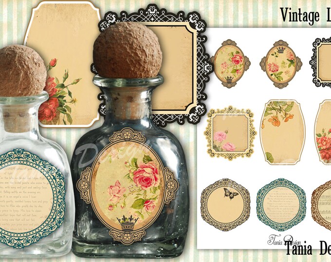 Vintage Label - Printable Vintage Labels - Digital Collage Sheet ...