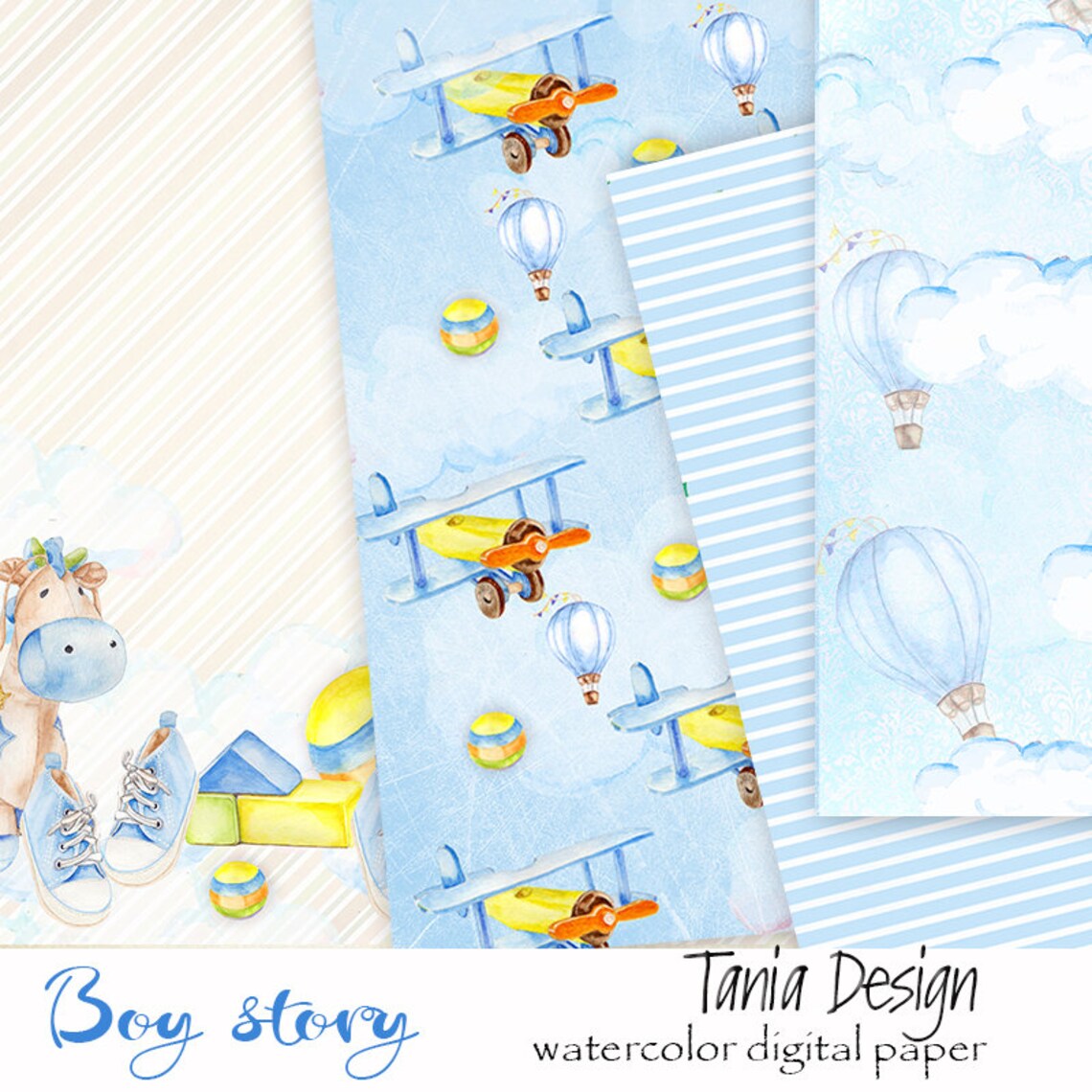 Paper Boy Story-paper Pack 6x6 Set of 14 Image Digital Paper - Etsy