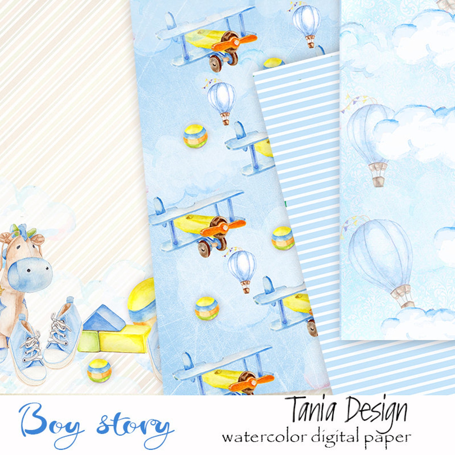 Paper Boy Story-paper Pack 6x6 Set of 14 Image Digital Paper | Etsy