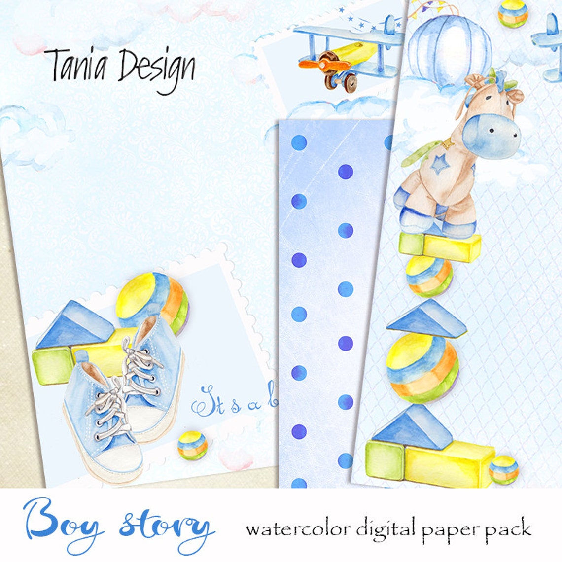 Paper Boy Story-paper Pack 6x6 Set of 14 Image Digital Paper | Etsy