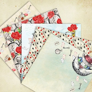 Alice in Wonderland Paper Pack Alice Digital Paper Pack - Etsy UK