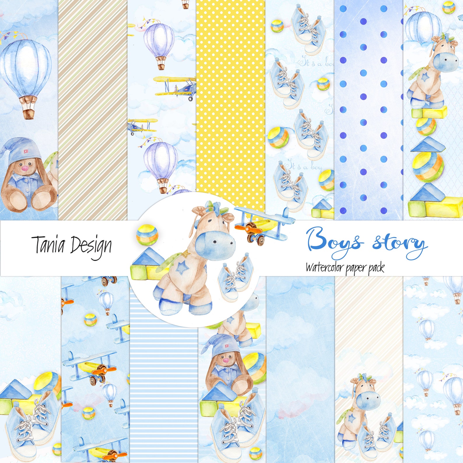 Paper Boy Story-paper Pack 6x6 Set of 14 Image Digital Paper | Etsy