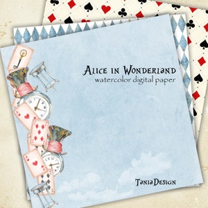 Alice in Wonderland Paper Pack Alice Digital Paper Pack | Etsy
