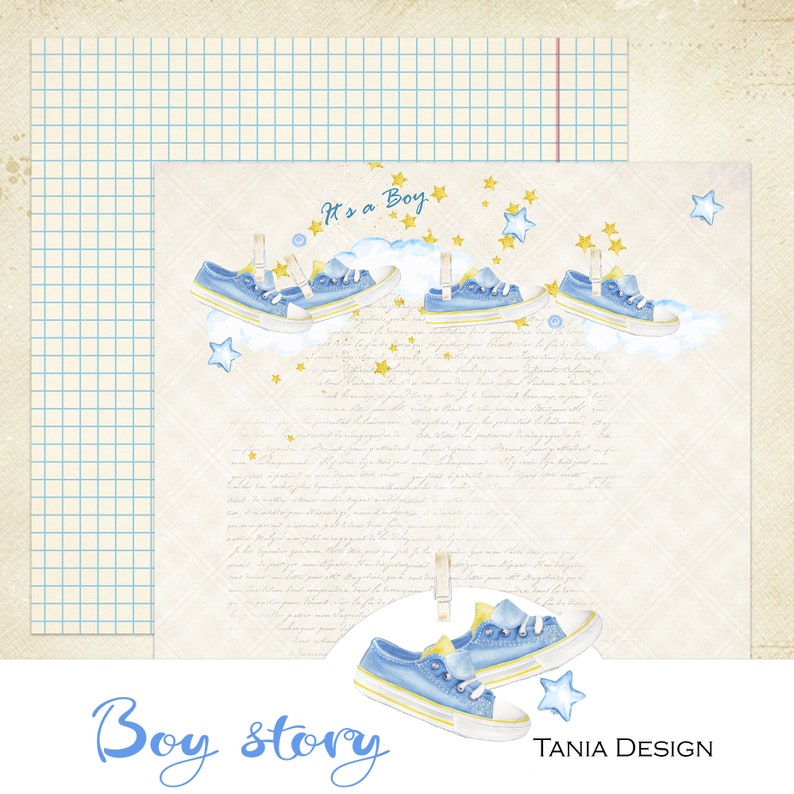 Paper Boy Story-paper Pack 6x6 Set of 14 Image Digital Paper - Etsy