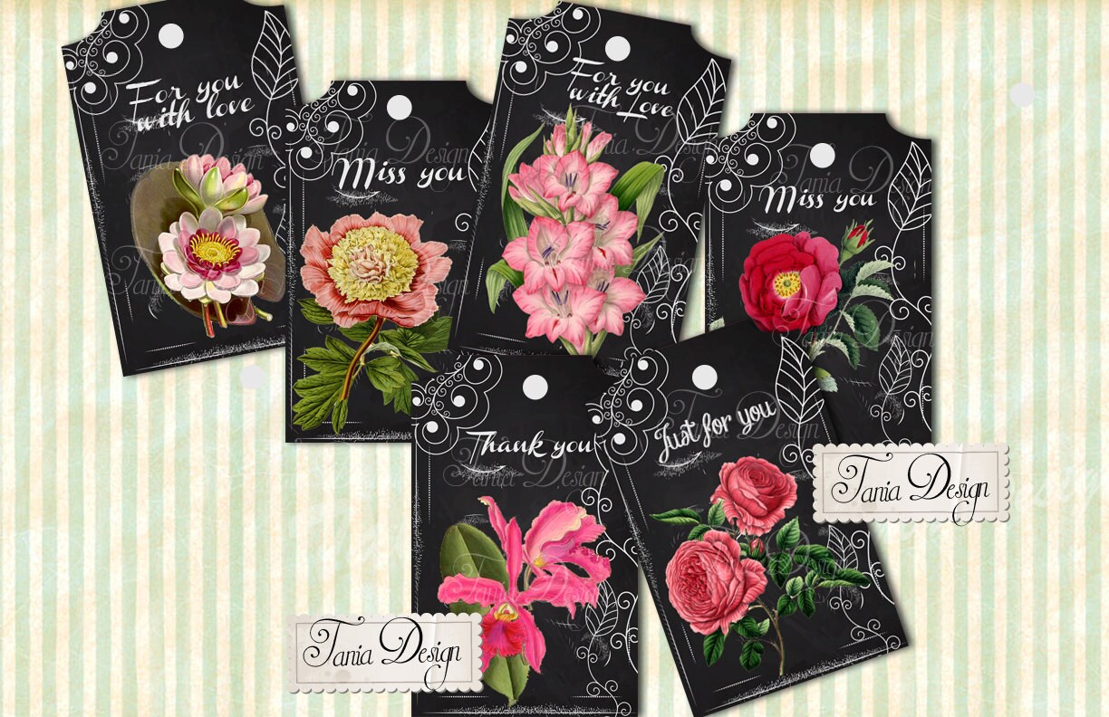 Chalkboard Printable Gift Tags vintage Cards Digital | Etsy