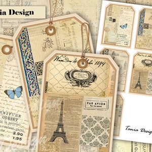 Vintage Ephemera Tags 2 Instant Download Digital Collage | Etsy