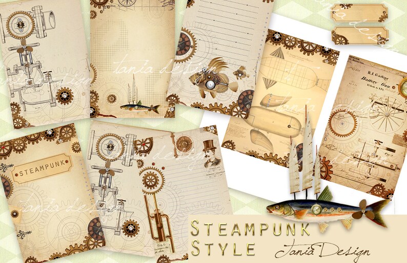 Steampunk Journal Pages Digital Collage Sheet 8 Image 4x6 - Etsy