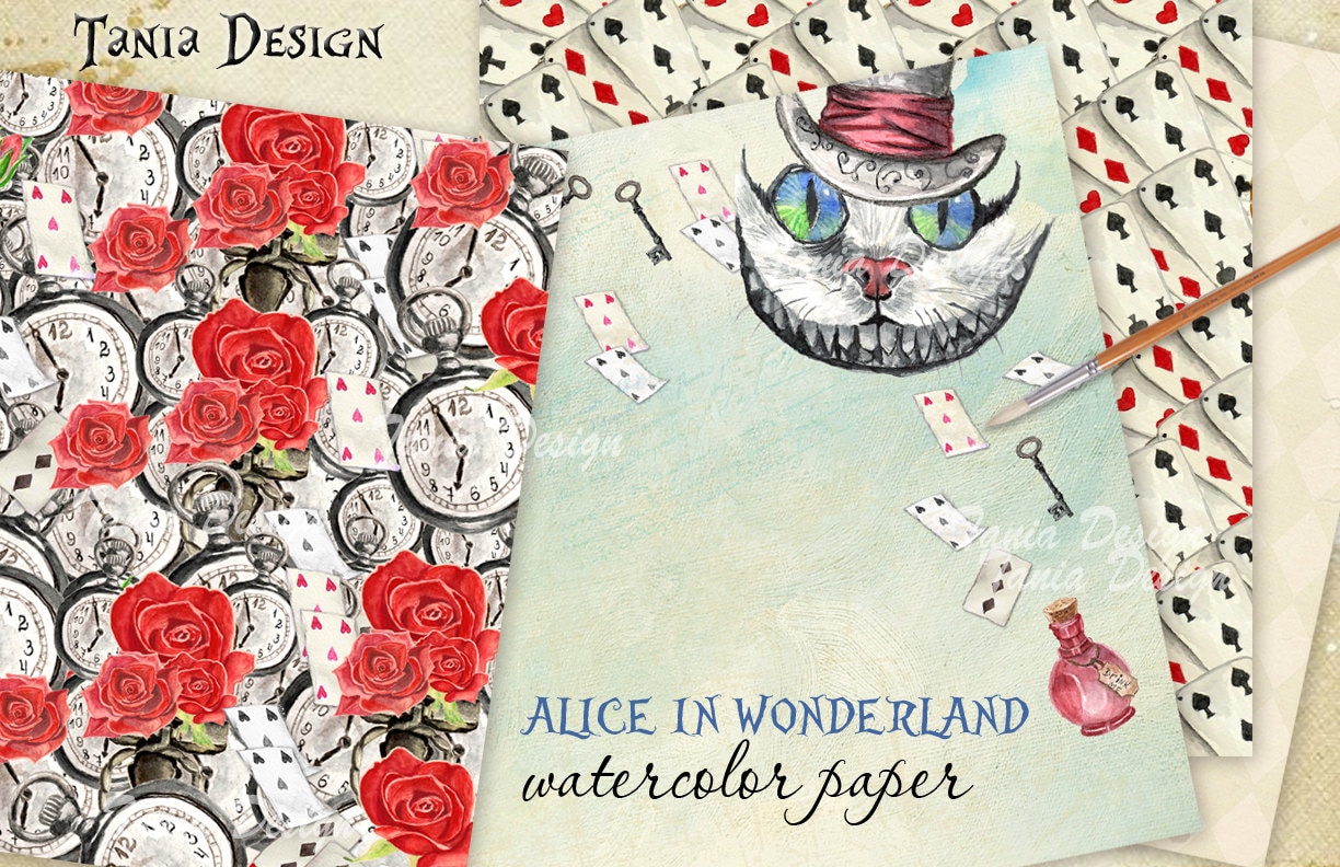 Alice in Wonderland Paper Pack Alice Digital Paper Pack | Etsy