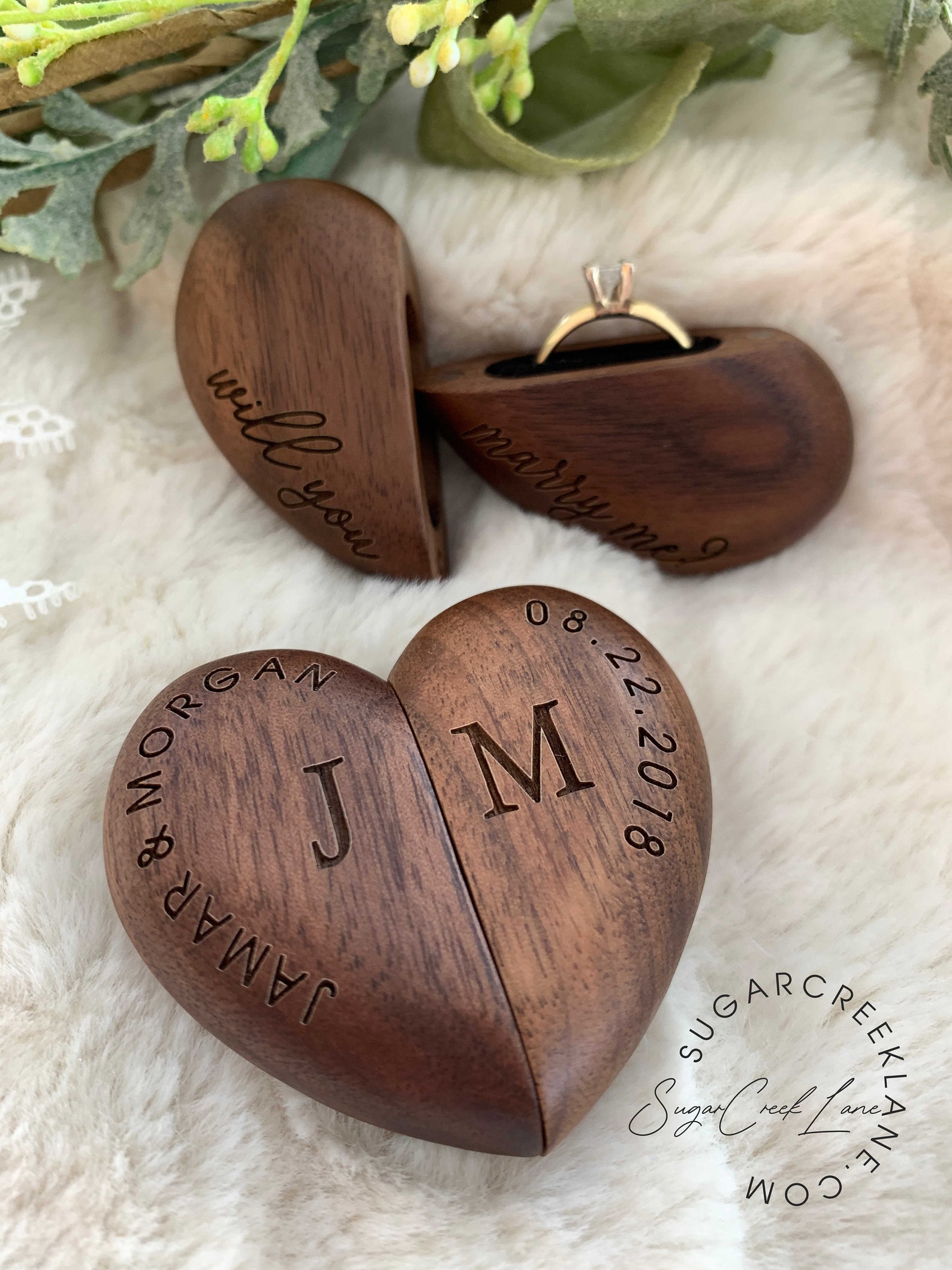 Wedding Engagement Proposal Ring Box Small Custom Engraved | Etsy