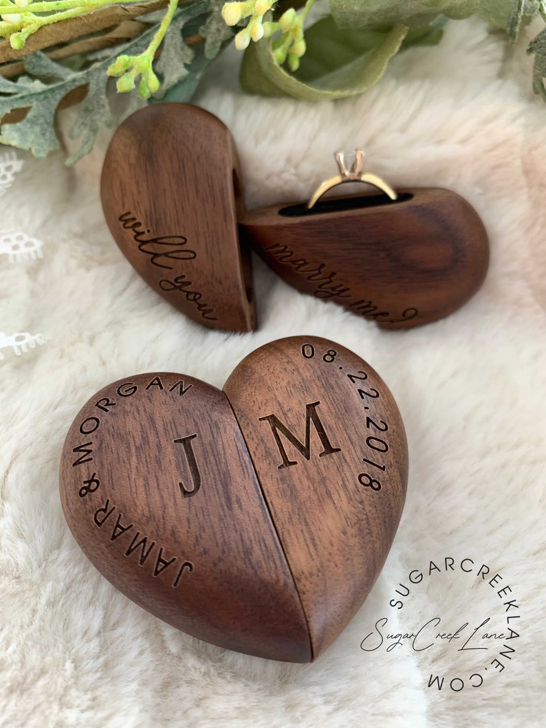 Wedding Engagement Proposal Ring Box Small Custom Engraved | Etsy