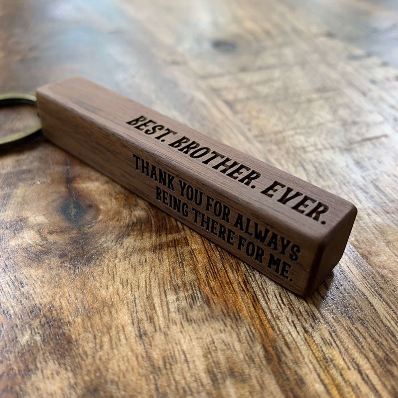 Personalized Wood Keychain Brother or Sister Christmas Gift, Wooden ...