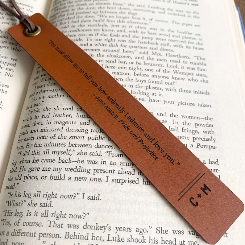 Leather Custom Quote Bookmark Personalized Bookmark Favorite - Etsy