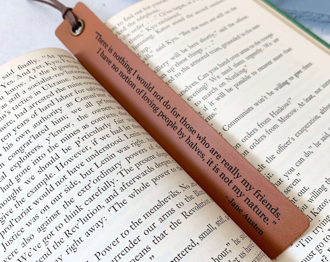 Leather Custom Quote Bookmark, Personalized Bookmark Favorite Quote ...