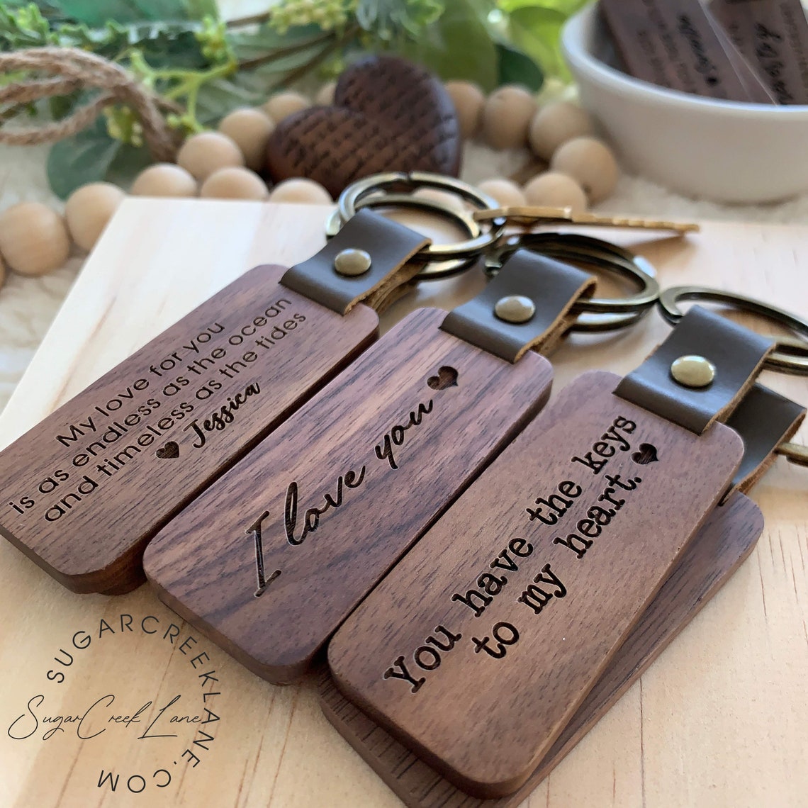 Walnut Wood Engraved Personalized Gift Keychain Gift for | Etsy