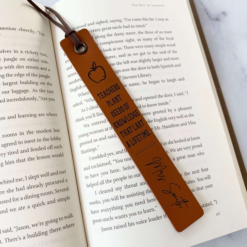 Personalized Custom Teacher End of Year Gift Custom Leather Bookmark ...
