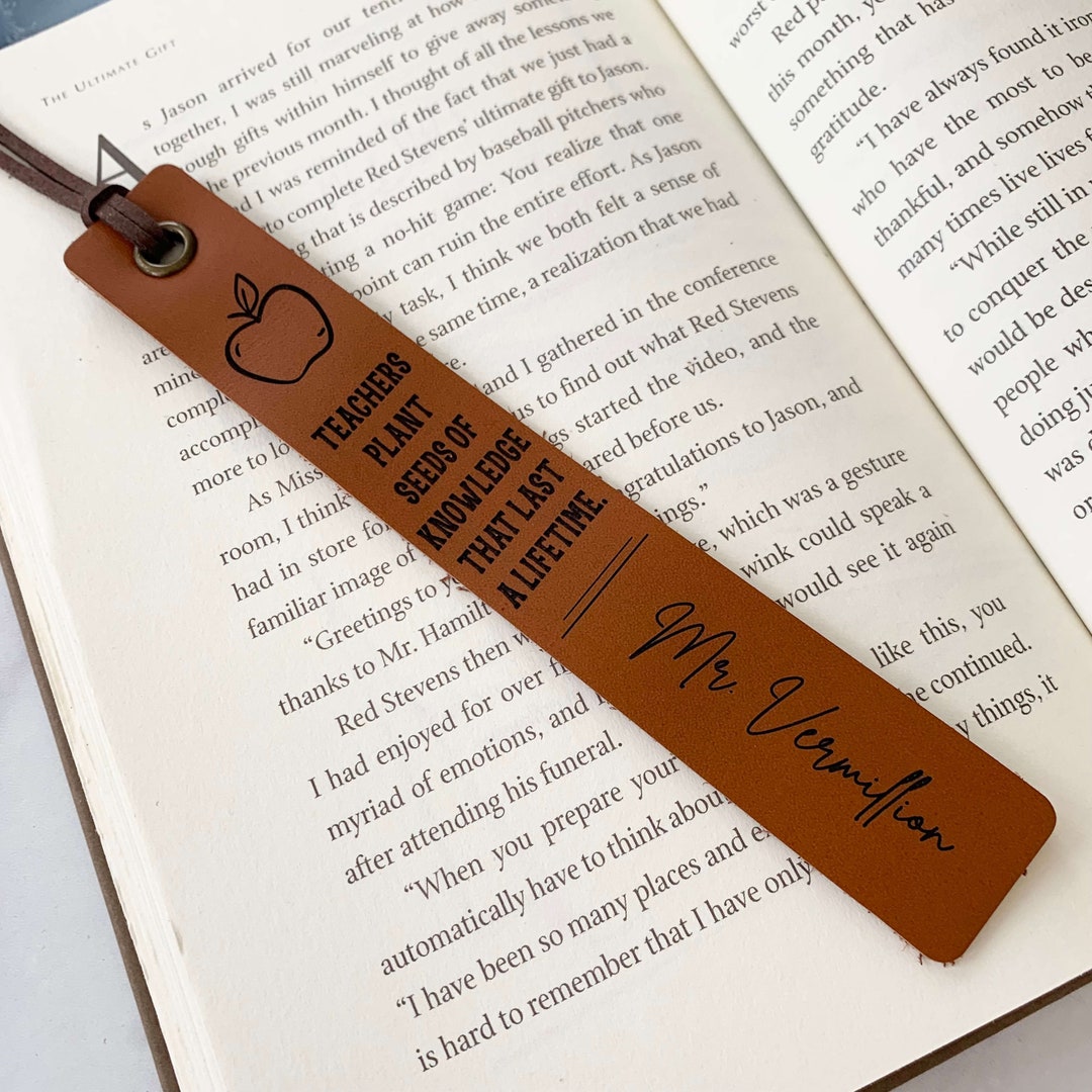 Personalized Custom Teacher End of Year Gift Custom Leather Bookmark ...
