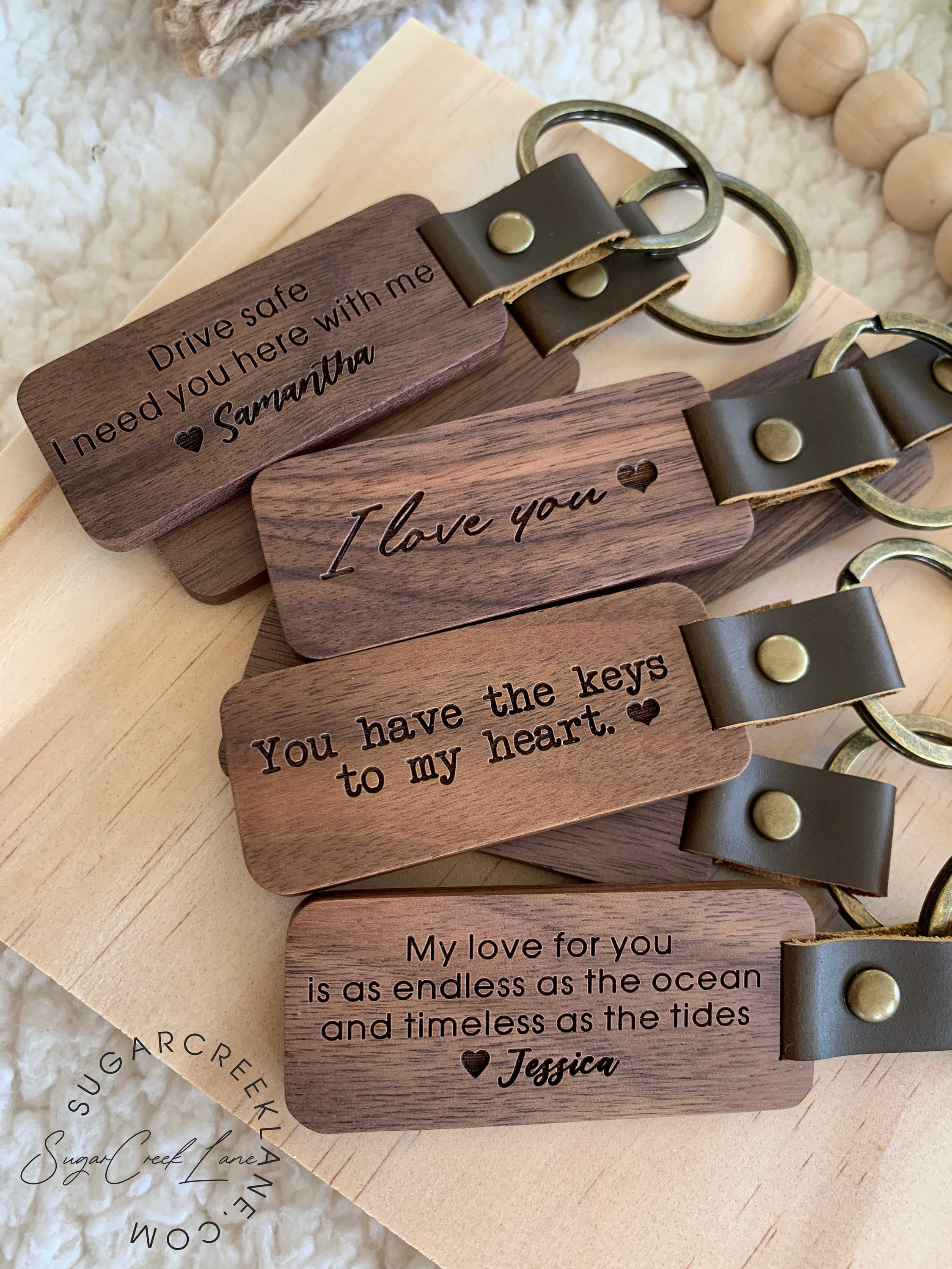 Walnut Wood Engraved Personalized Gift Keychain Gift for | Etsy